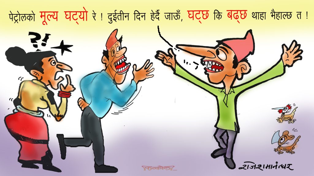 घायल निगमको आयल मूल्य २ रुप्पे घट्दा ९ रुप्पे बढ्छ भन्ने थाहा नभको हो र ...